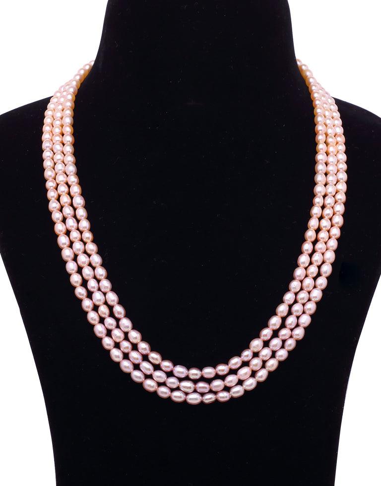 The Bright Shaded Color Freshwater Oval Shape Pearl Necklace ...